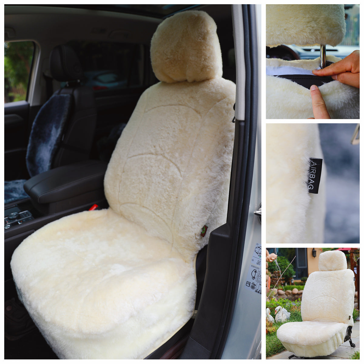 GENUINE AUSTRALIAN SHEARED WOOL SHEEPSKIN CAR SEAT COVER CURVE PATTERN ...