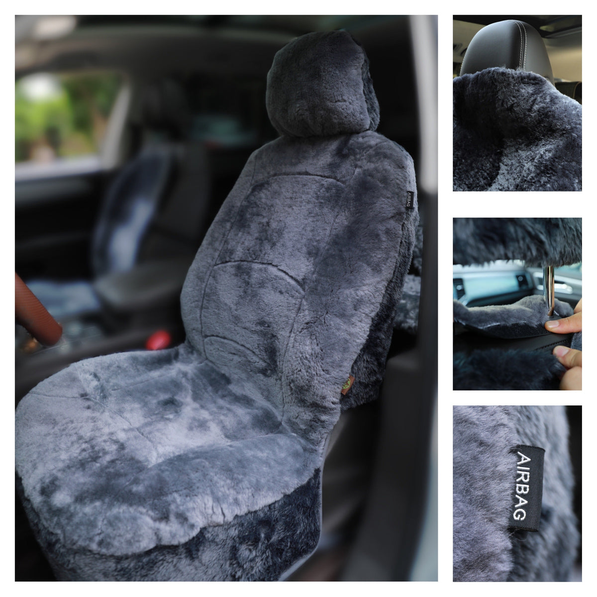 GENUINE AUSTRALIAN SHEARED WOOL SHEEPSKIN CAR SEAT COVER CURVE PATTERN ...