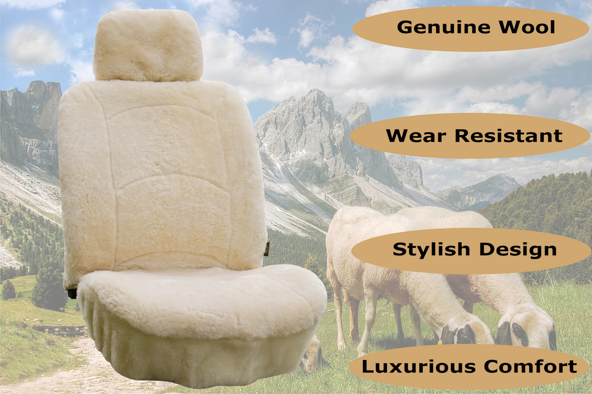 GENUINE AUSTRALIAN SHEARED WOOL SHEEPSKIN CAR SEAT COVER CURVE PATTERN ...
